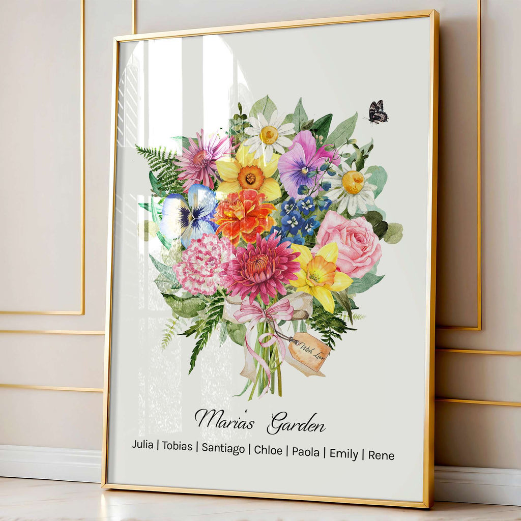 Birth Flower Print | Custom Bouquet Painting | Birth Month Flower Pers
